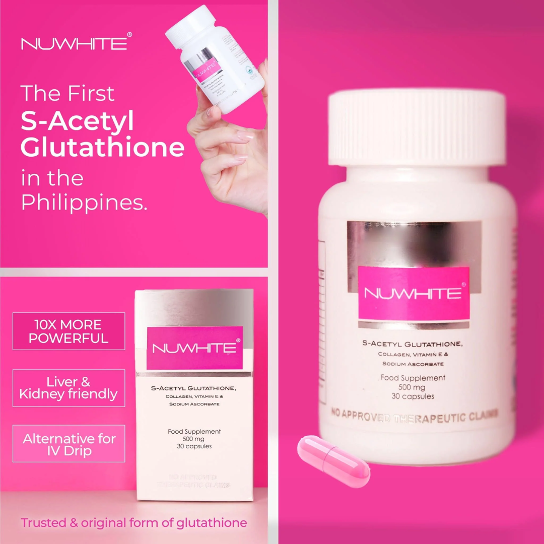 NUWHITE S-Acetyl Glutathione 200mg Supplement | Skin Brightening Capsules – Skin Vitality USA