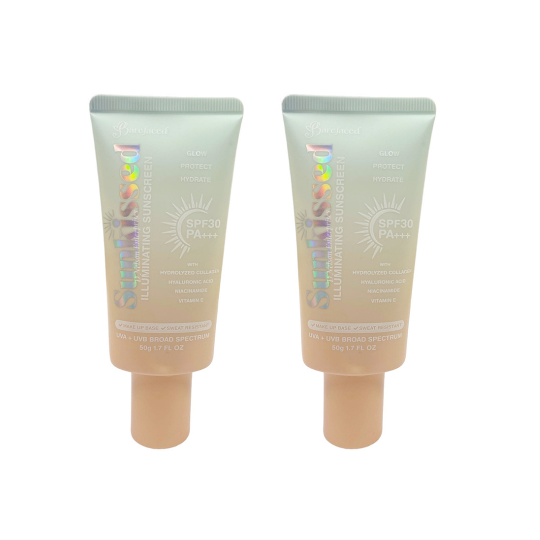 Barefaced Sunkissed Illuminating Sunscreen SPF 30 PA+++ 50g- TWIN PACK ...