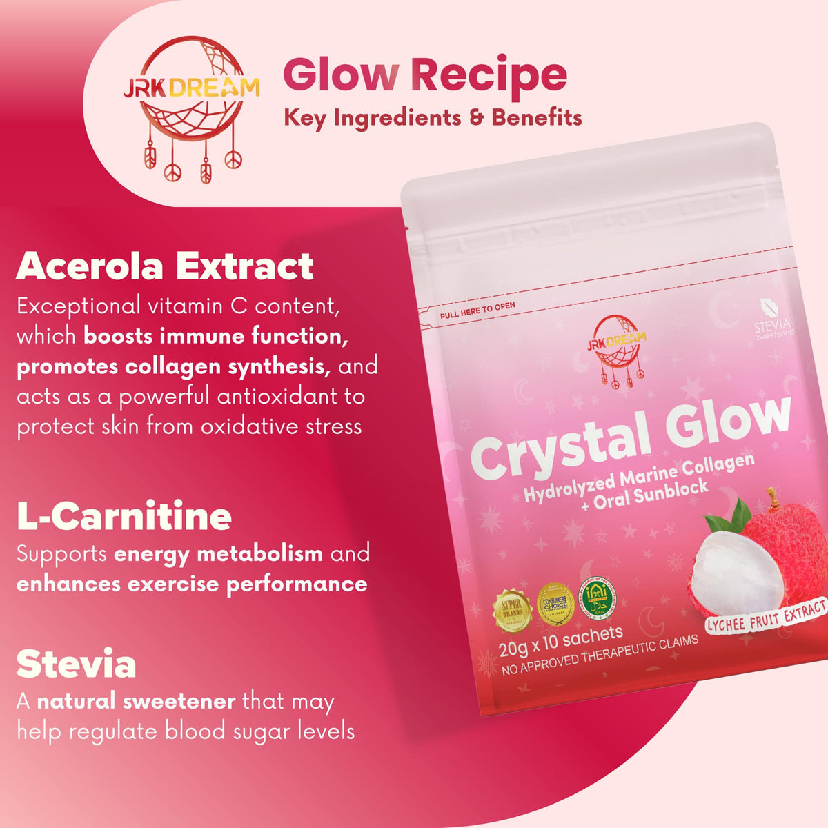 Crystal Glow Lychee Collagen Drink - Radiant Skin from Within | 10 ...