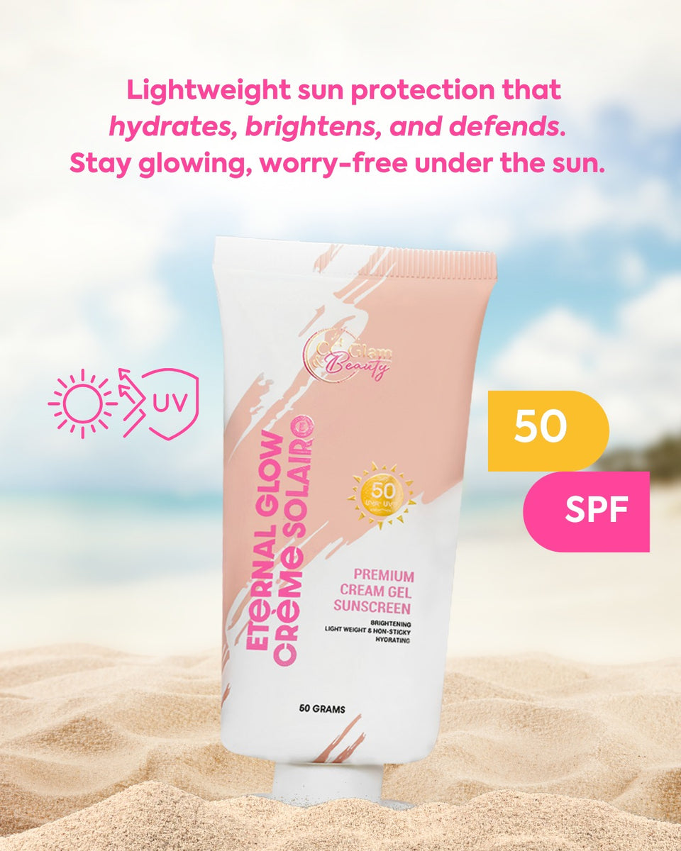 CC GLAM & BEAUTY Eternal Glow Crème Solaire – SPF 50 Lightweight ...