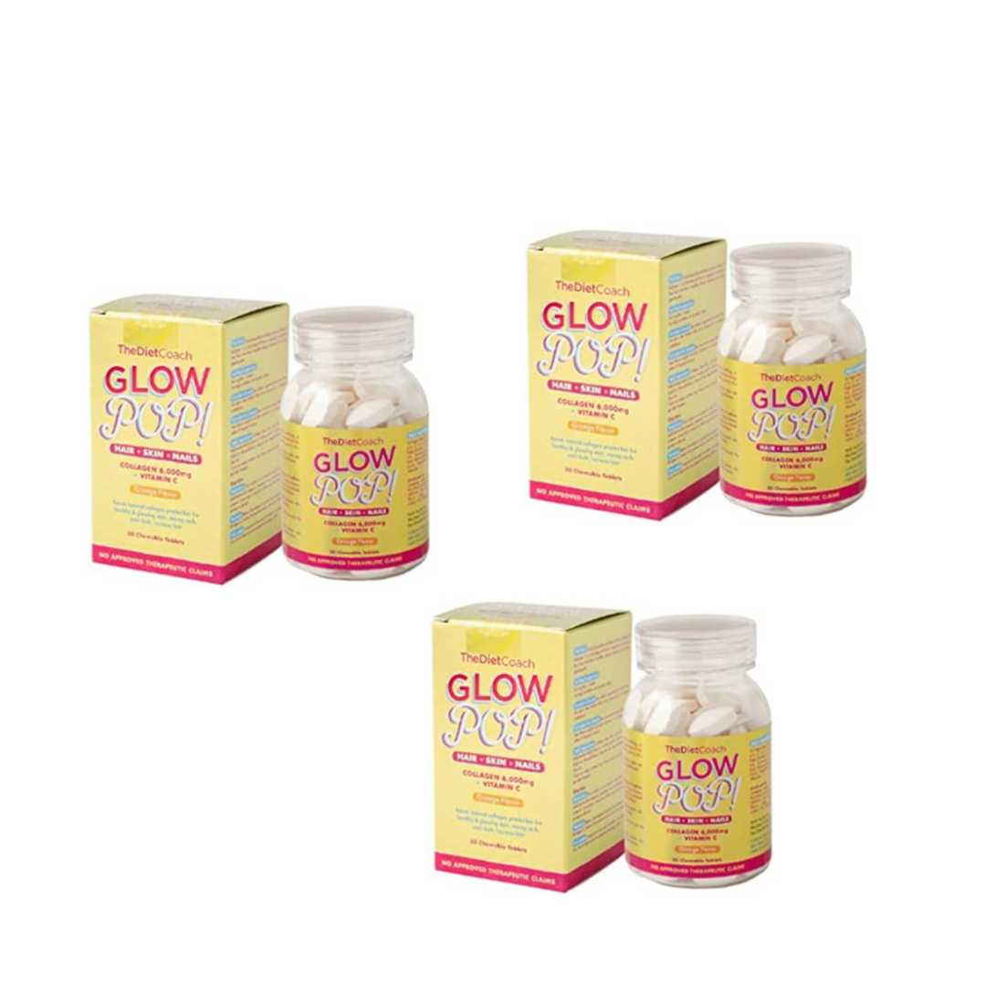 GLOW POP! 6000mg COLLAGEN + VITAMIN C Orange Flavor- 3-PACKS - Expires ...