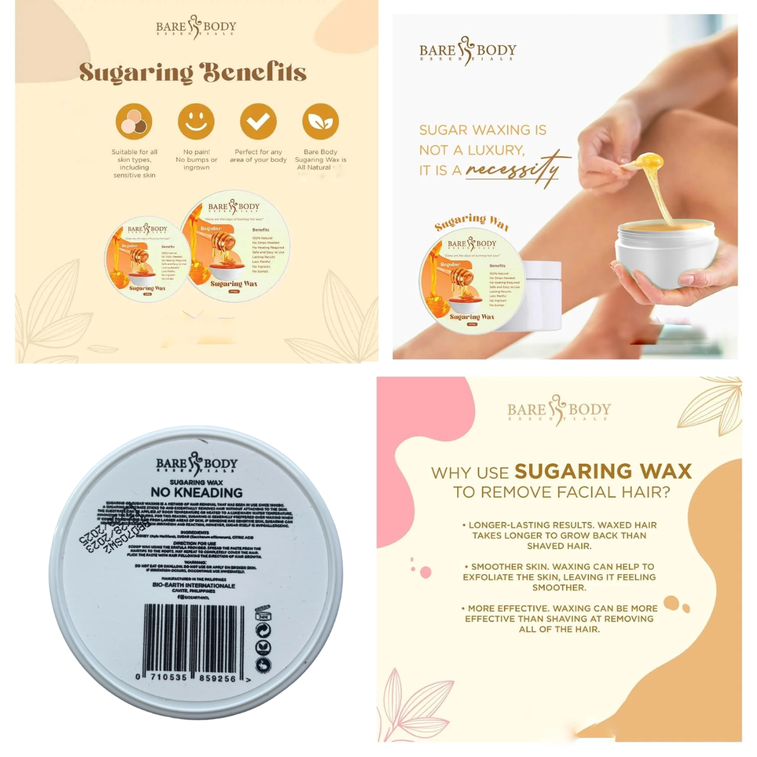 BARE BODY Essentials Sugaring Wax - Natural, Gentle Hair Removal for ...