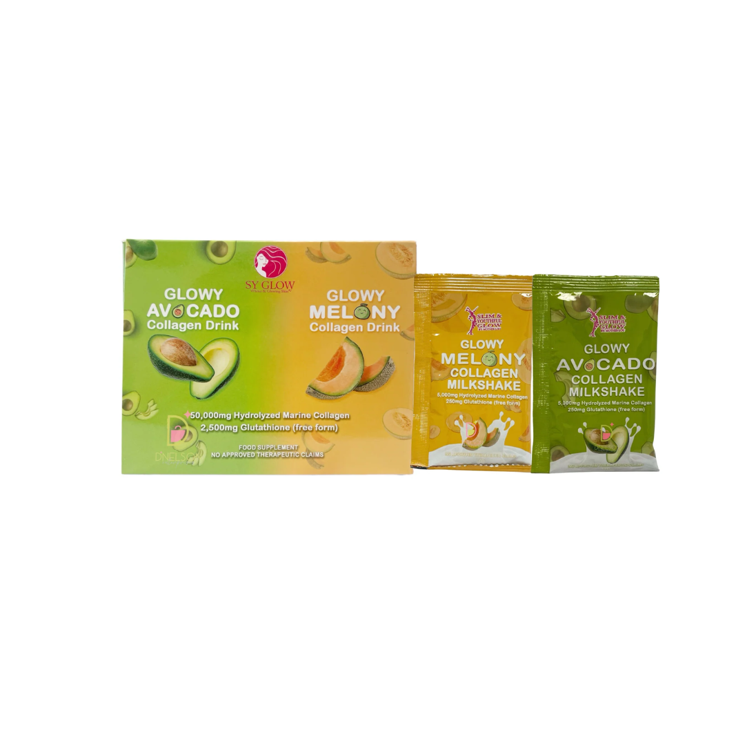 SY GLOW Glowy Melony & Glowy Avocado Collagen Drink – 10 Sachets (5 Me ...