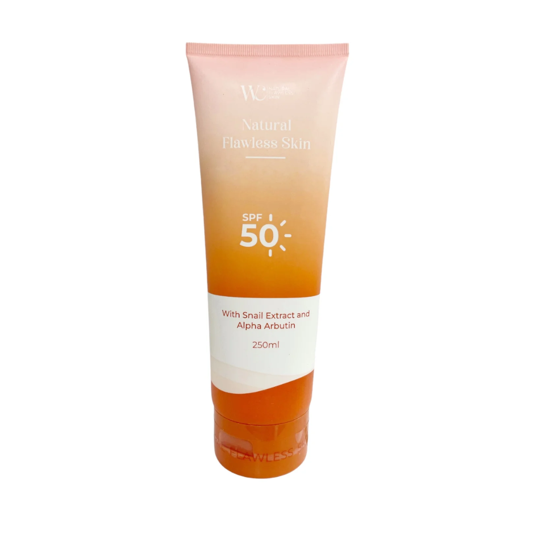 WC Natural Flawless Skin Body Whitening Lotion with SPF 50, Snail Extr ...