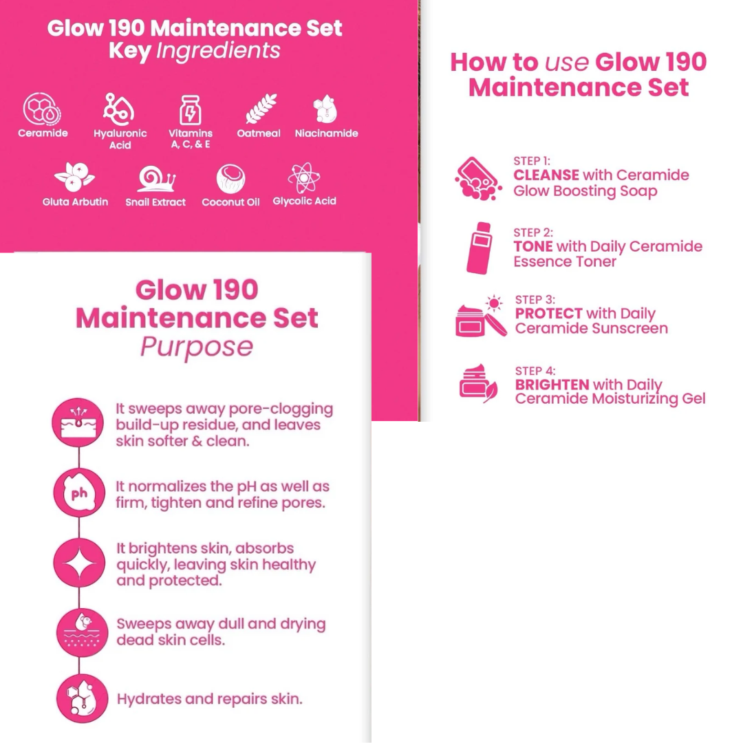 Glow 190 Maintenance Set – Brightening, Hydrating Skincare | Deep ...