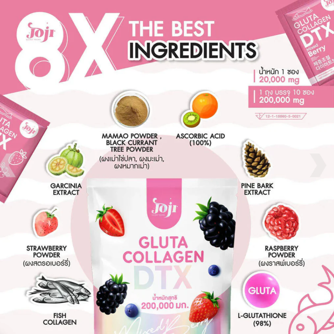 Joji Gluta Collagen DTX Plus Mixed Berry Drink Mix | Anti-Aging ...