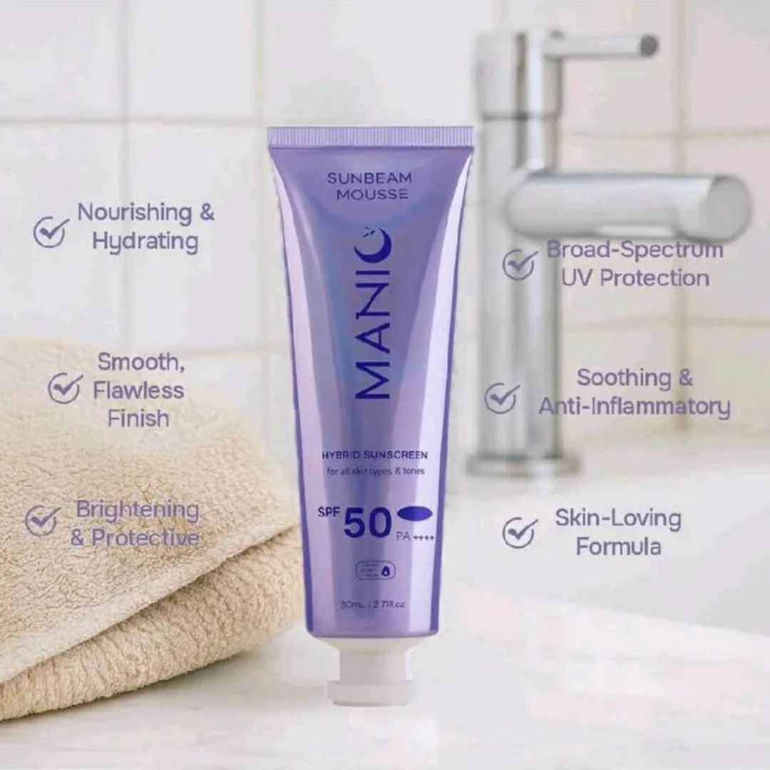 Manic Beauty SUNBEAM MOUSSE Hybrid Sunscreen SPF 50 PA++++ | – Skin ...