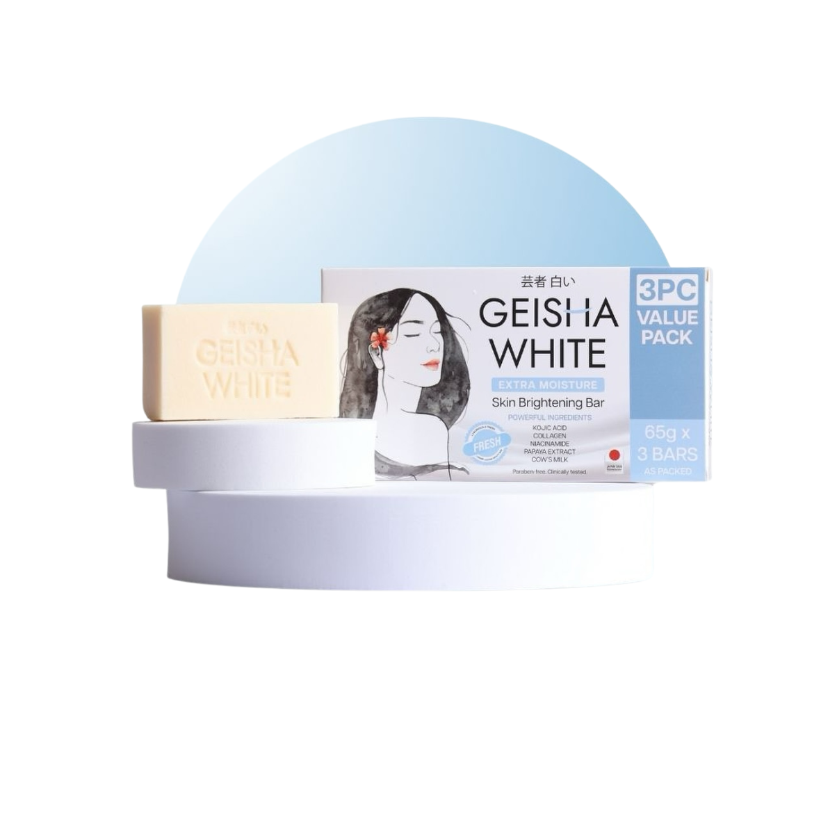 GEISHA WHITE Extra Moisture Fresh Kojic Bar | Hydrating Cleansing Soap ...