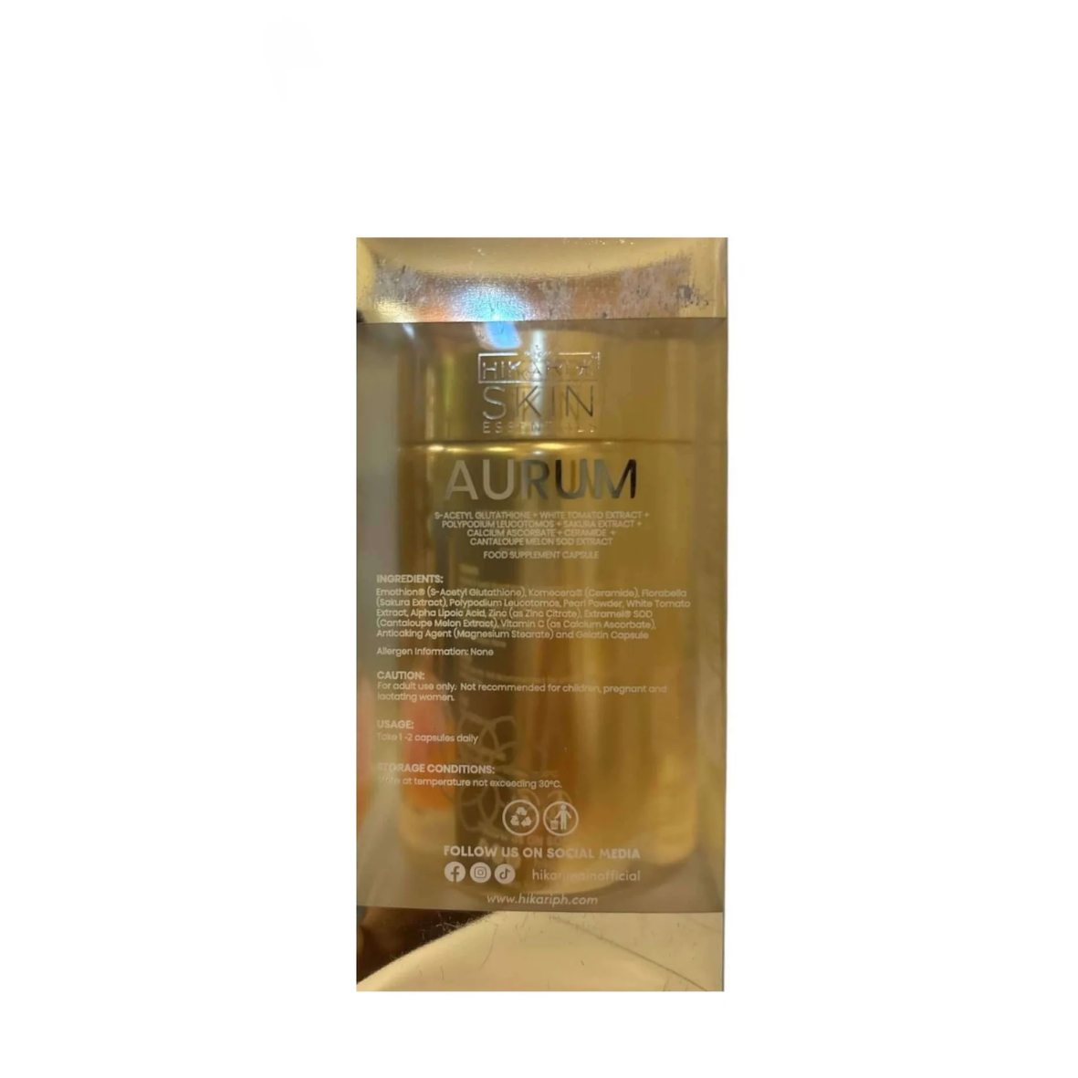 Hikari AURUM S-Acetyl Glutathione Antioxidant Complex – 30 Capsules ...