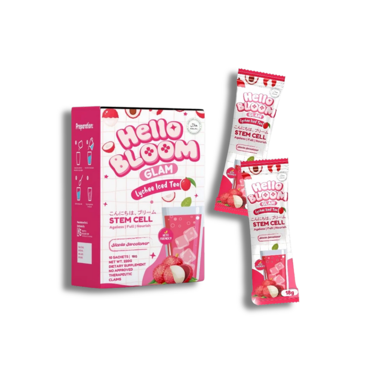 Hello BLOOM GLAM Lychee Iced Tea | Keto-Friendly Herbal Drink for ...