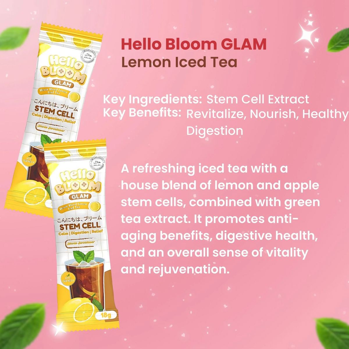Hello BLOOM GLAM House Blend Lemon Iced Tea | Green Tea & Apple Stem ...